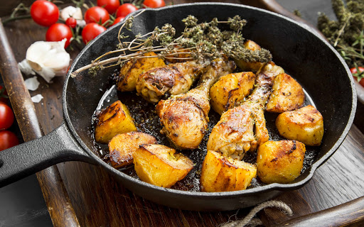 Pollo asado en sartén con pasta orzo | Receta PASO A PASO